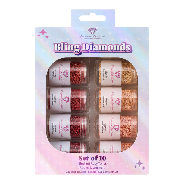 Bling Diamonds – Blushed Rosy Tones Round (Set of 10) – Diamond Art Club
