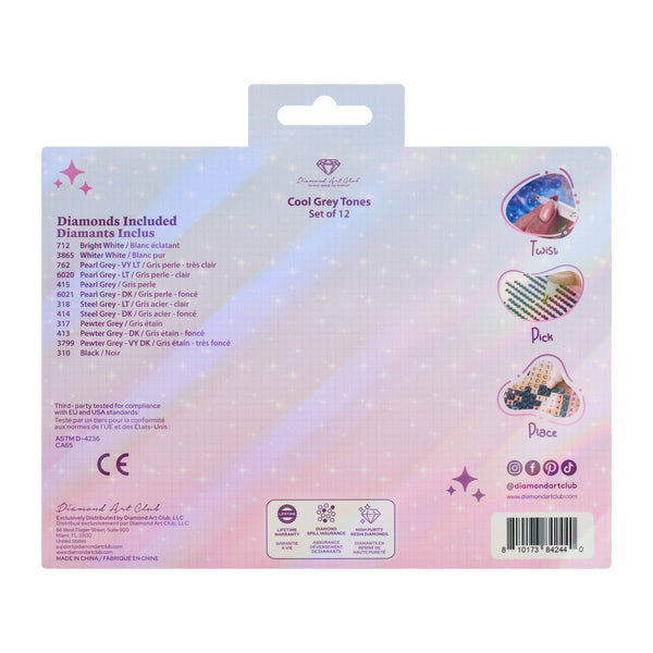 Bling Diamonds – Cool Gray Tones Round (Set of 12) – Diamond Art Club