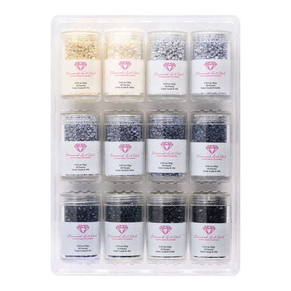 Bling Diamonds – Cool Gray Tones Round (Set of 12) – Diamond Art Club