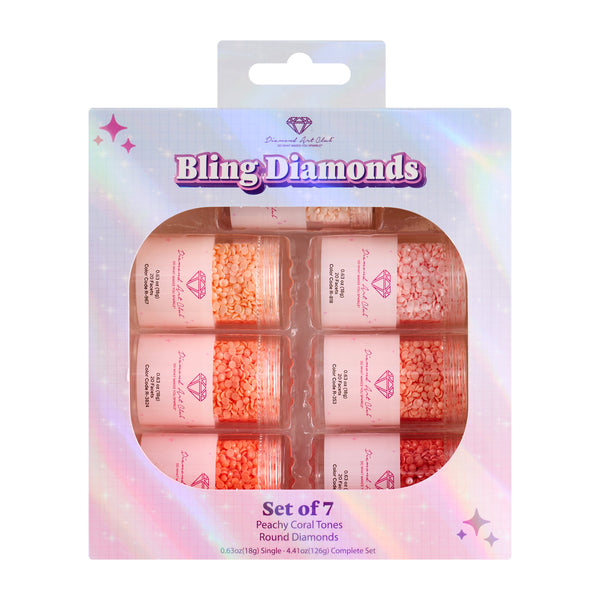 Bling Diamonds – Peachy Coral Tones Round (Set of 7) – Diamond Art Club