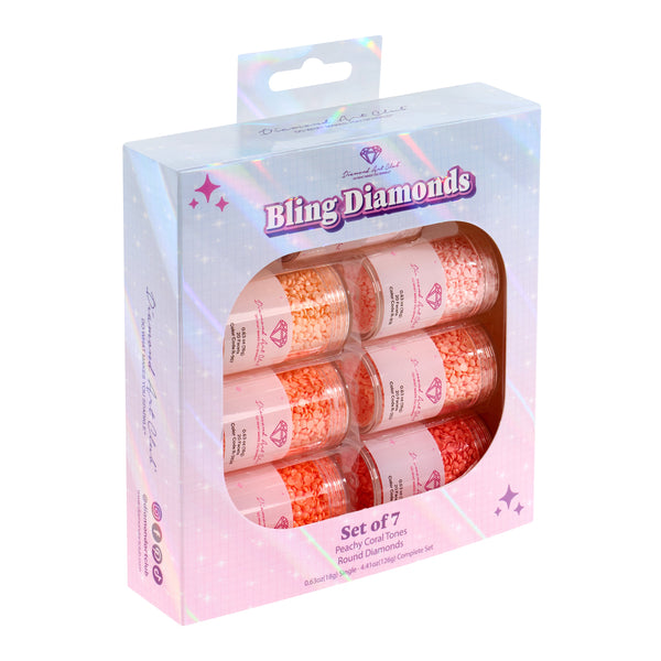 Bling Diamonds – Peachy Coral Tones Round (Set of 7) – Diamond Art Club