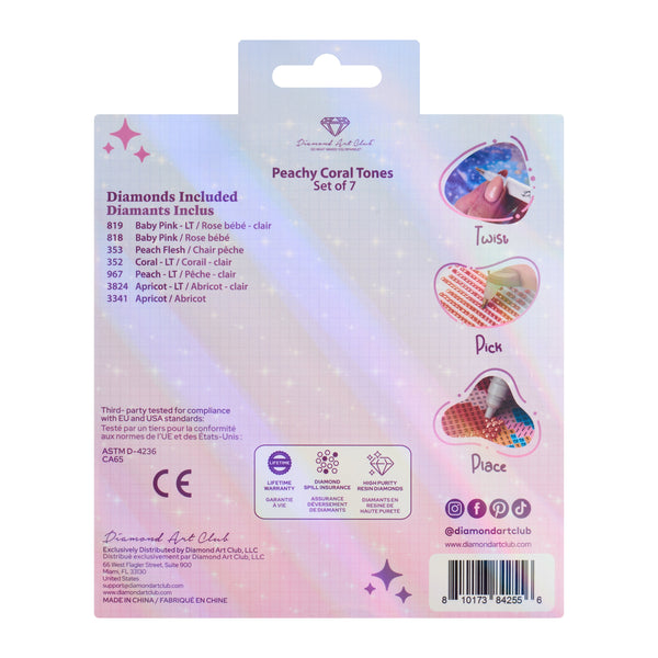 Bling Diamonds – Peachy Coral Tones Square (Set of 7) – Diamond Art Club