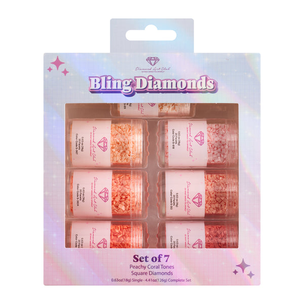 Bling Diamonds – Peachy Coral Tones Square (Set of 7) – Diamond Art Club