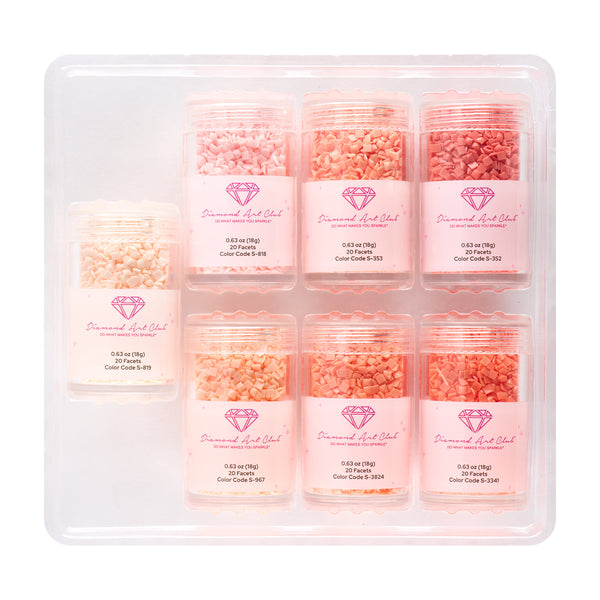 Bling Diamonds – Peachy Coral Tones Square (Set of 7) – Diamond Art Club