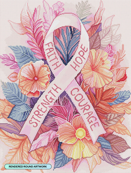 Pink Ribbon Floral – Diamond Art Club