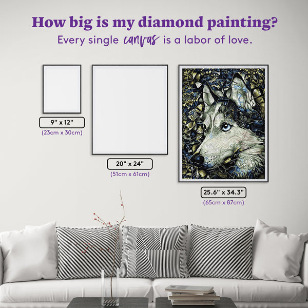 Silver Husky Dog – Diamond Art Club