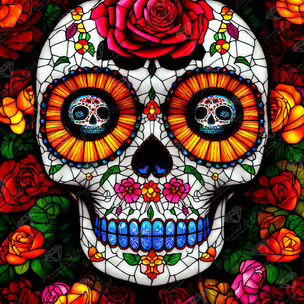 Stained Glass Sugar Skull – Diamond Art Club